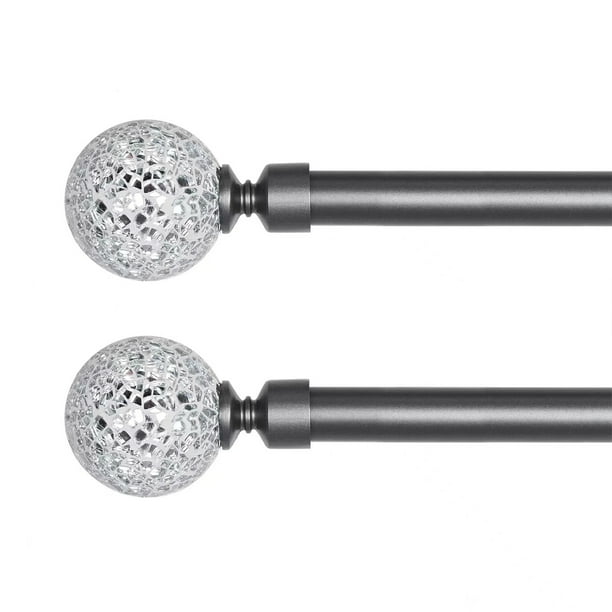 2 Pack Glass Mosaic Ball Finials Curtain Rod，3/4” Adjustable Curtain ...