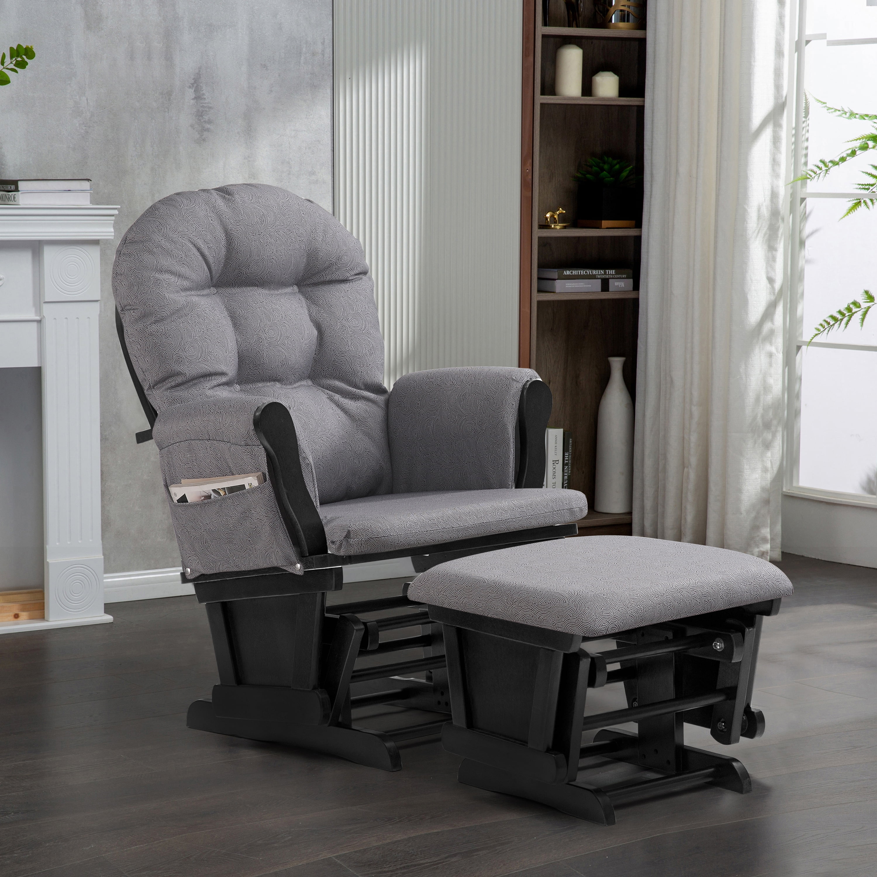 Shiloh Glider with Ottoman, Black / Grey Swirl - Walmart.com
