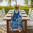 Blue Coastal Octopus Burlap Cotton Table Runner 16x72 Inches Long ...
