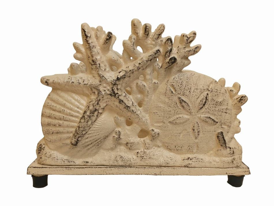 Aged White Cast Iron Seashell Napkin Holder 7" - Walmart.com