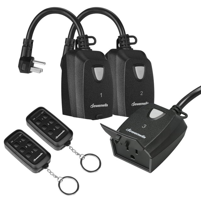 DEWENWILS Outdoor Indoor Wireless Remote Control Outlet with 2 Remotes ...