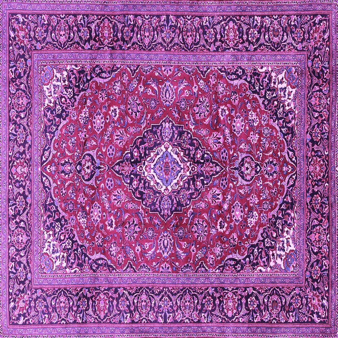 Ahgly Company Indoor Square Medallion Purple Traditional Area Rugs, 7 ...