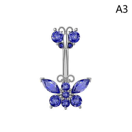 Butterfly Belly Button Ring Zircon Navel Rings Belly Piercing Body ...