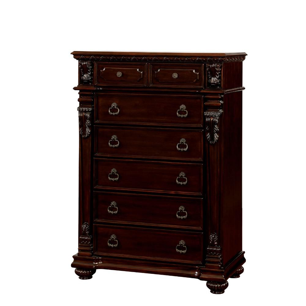 Wooden Chest With 7 Drawers , Dark Cherry Brown - Walmart.com