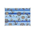 Anchor Sailboat Sun Shade Sail 12'X16' Compass Rudder Blue Stripes ...