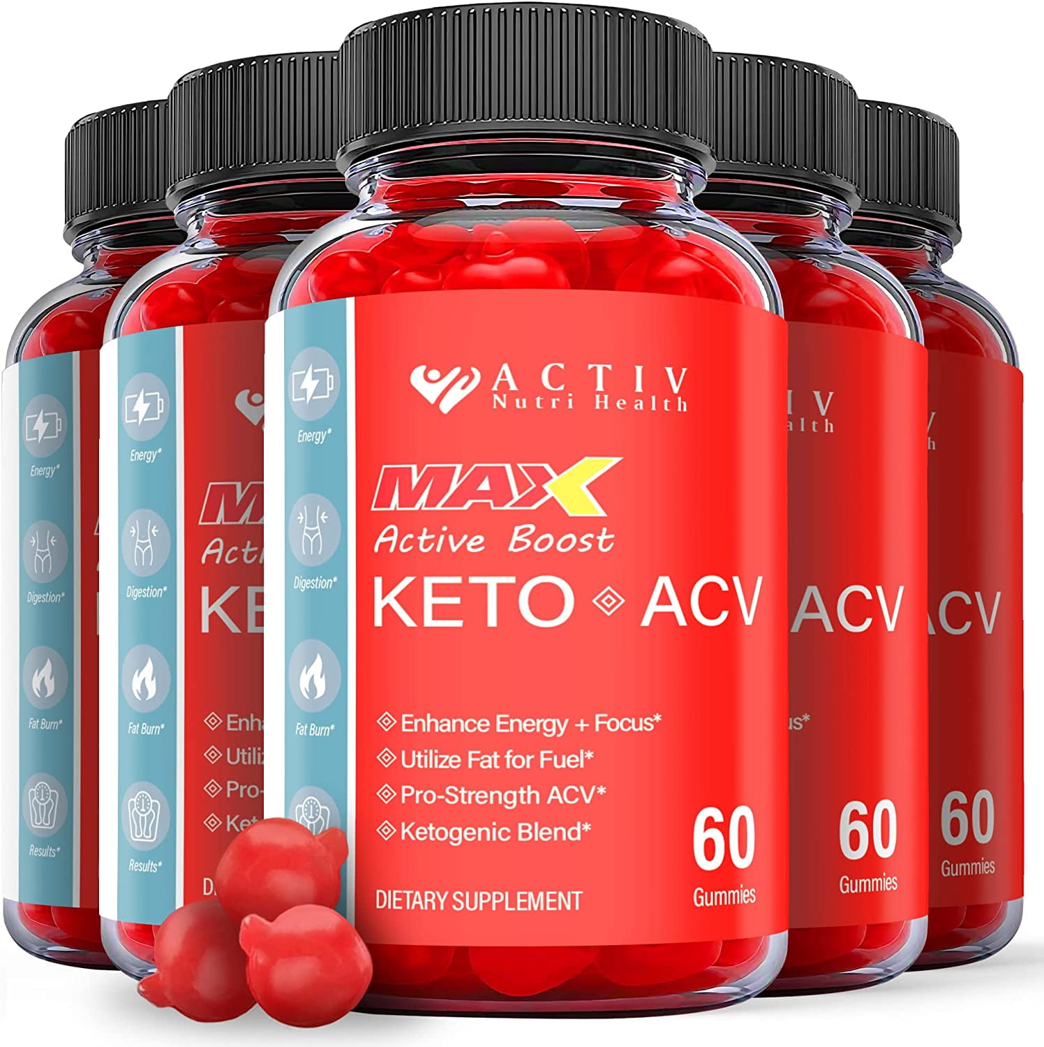 (5 Pack) Activ Max Active Boost Keto ACV Gummies - Supplement for ...