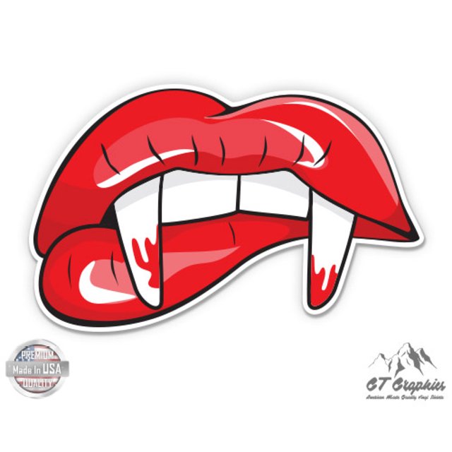 Vampire Lips Fangs - 12" Vinyl Sticker Waterproof Decal - Walmart.com