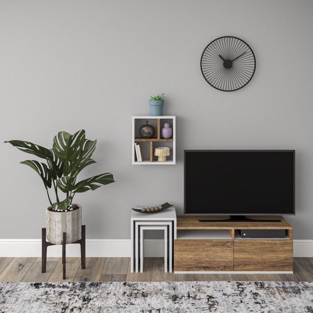 Ada Home Décor 4 Tier Prescott TV Stand with Doors for TVs up to 43 ...