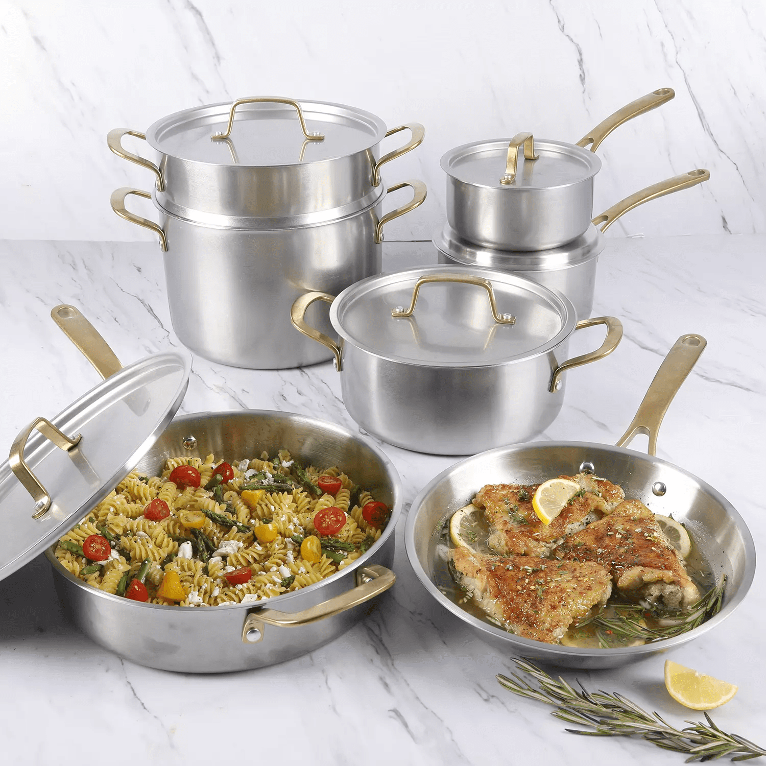 Martha Stewart Stainless-Steel 12-Piece Cookware Set - Walmart.com ...