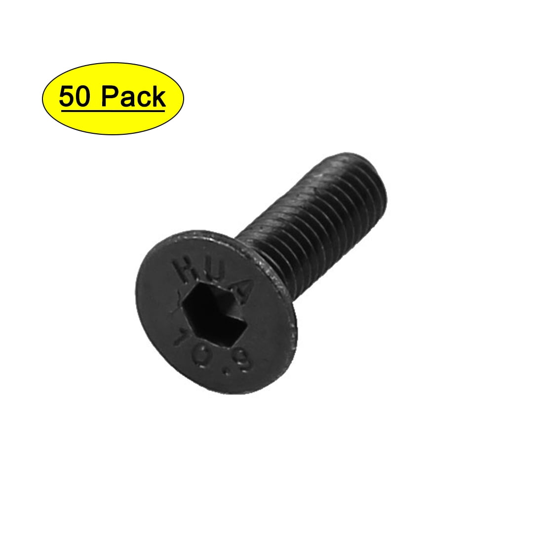 50Pcs Black M3 x 10mm Alloy Steel Hex Socket Flat Head Countersunk ...