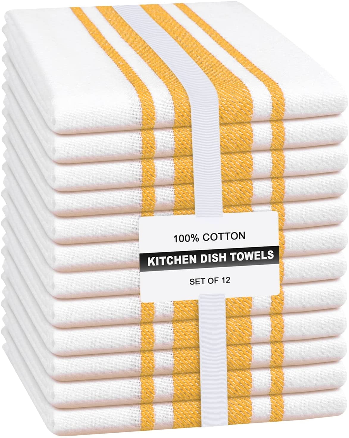 Linen Hub Set of 12 Kitchen Dish Towels Cotton 15x25 Absorbent Durable ...