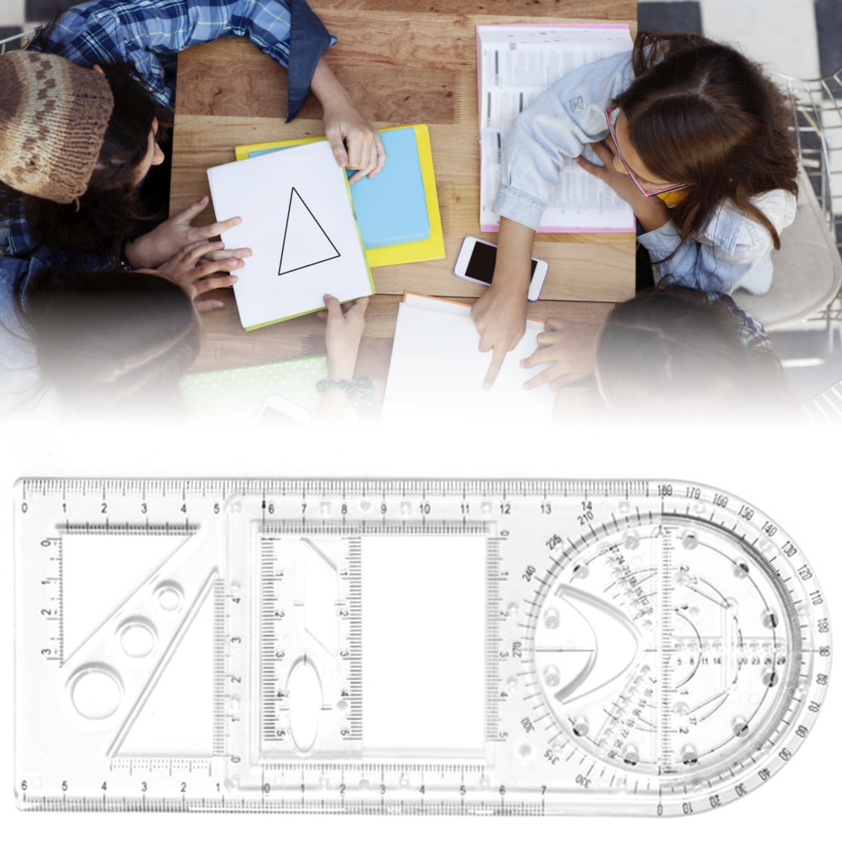 Regla Geométrica Con Regla De Dibujo Transparente De 14 Formas Con ...