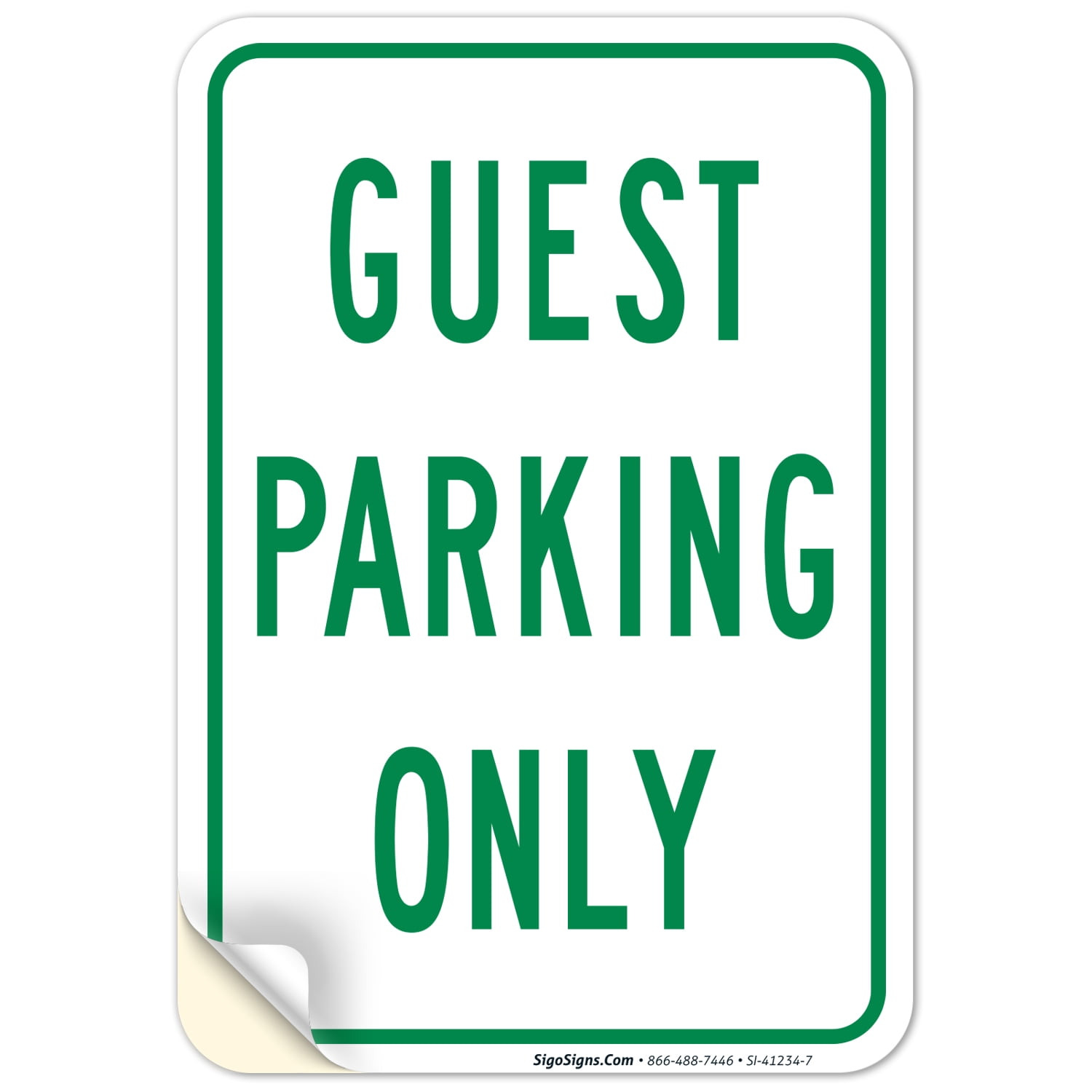 Only Guest Parking Green Sign, 10x7 Vinyl Sticker - Walmart.com