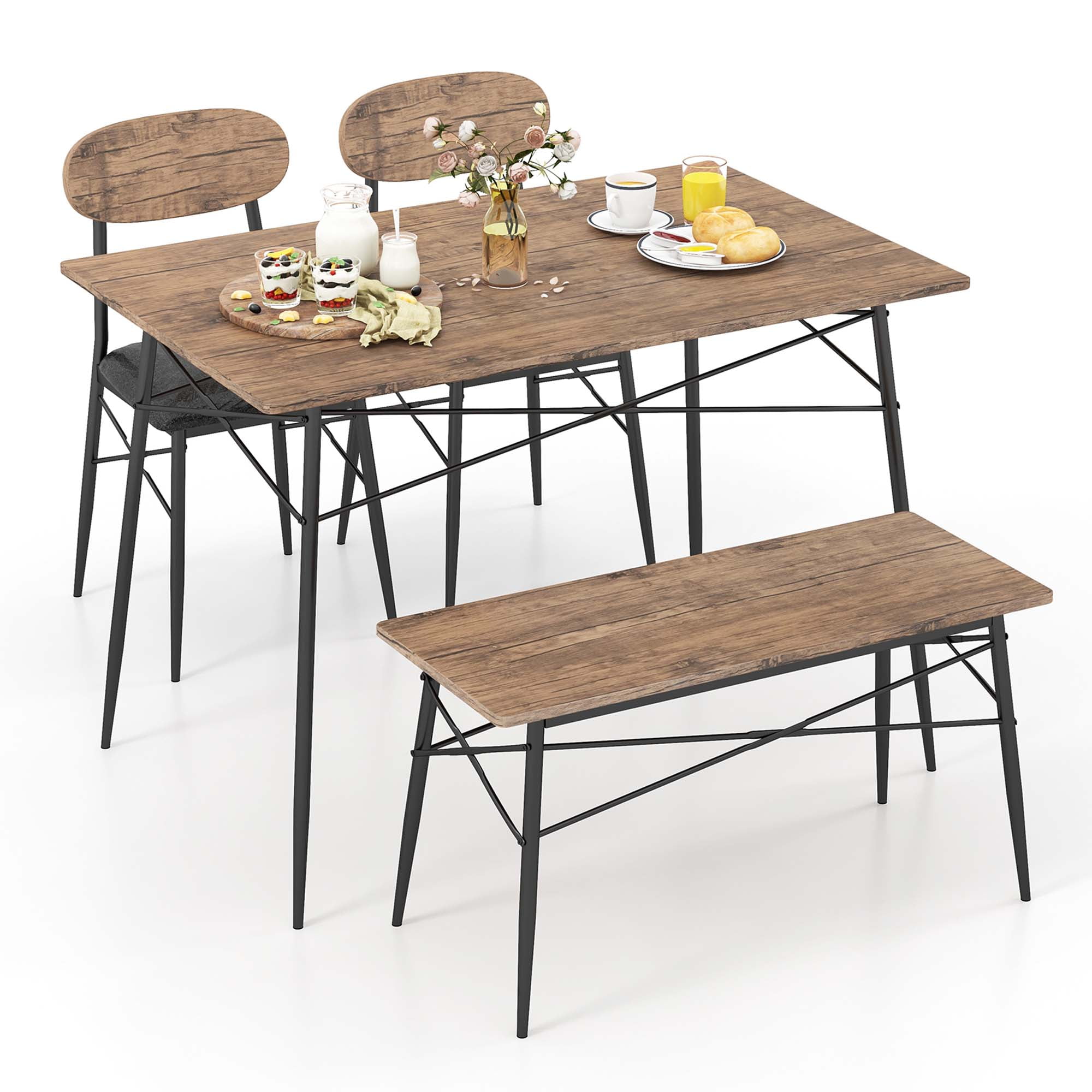 Click here for Costway 4 Piece Dining Table Set With Bench & 2 Fa... prices