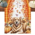 Autumn Farm Dog Orange Plaid Table Runner 13x90in Non-Slip Cotton Linen ...