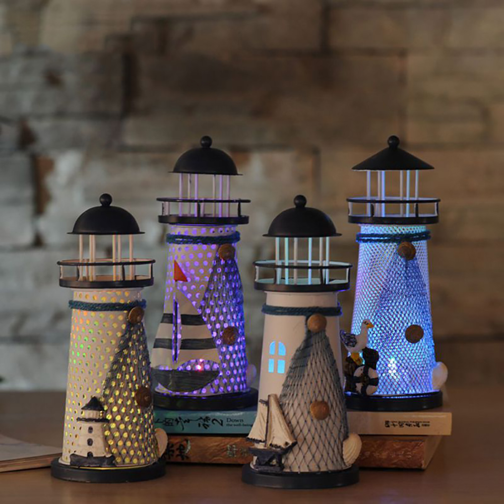 Metal Handmade Craft Lighthouse LED Light Decor Lamp, Nautical Themed ...