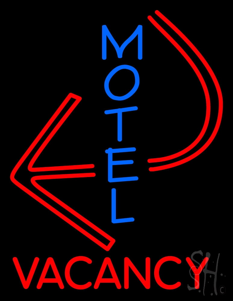 Motel Vacancy With Arrow LED Neon Sign 24 x 31 - inches, Black Square ...