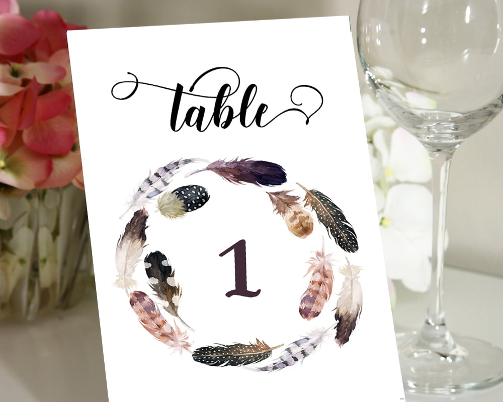 Darling Souvenir Wedding Table Numbers Round Feather Frame Elegant ...