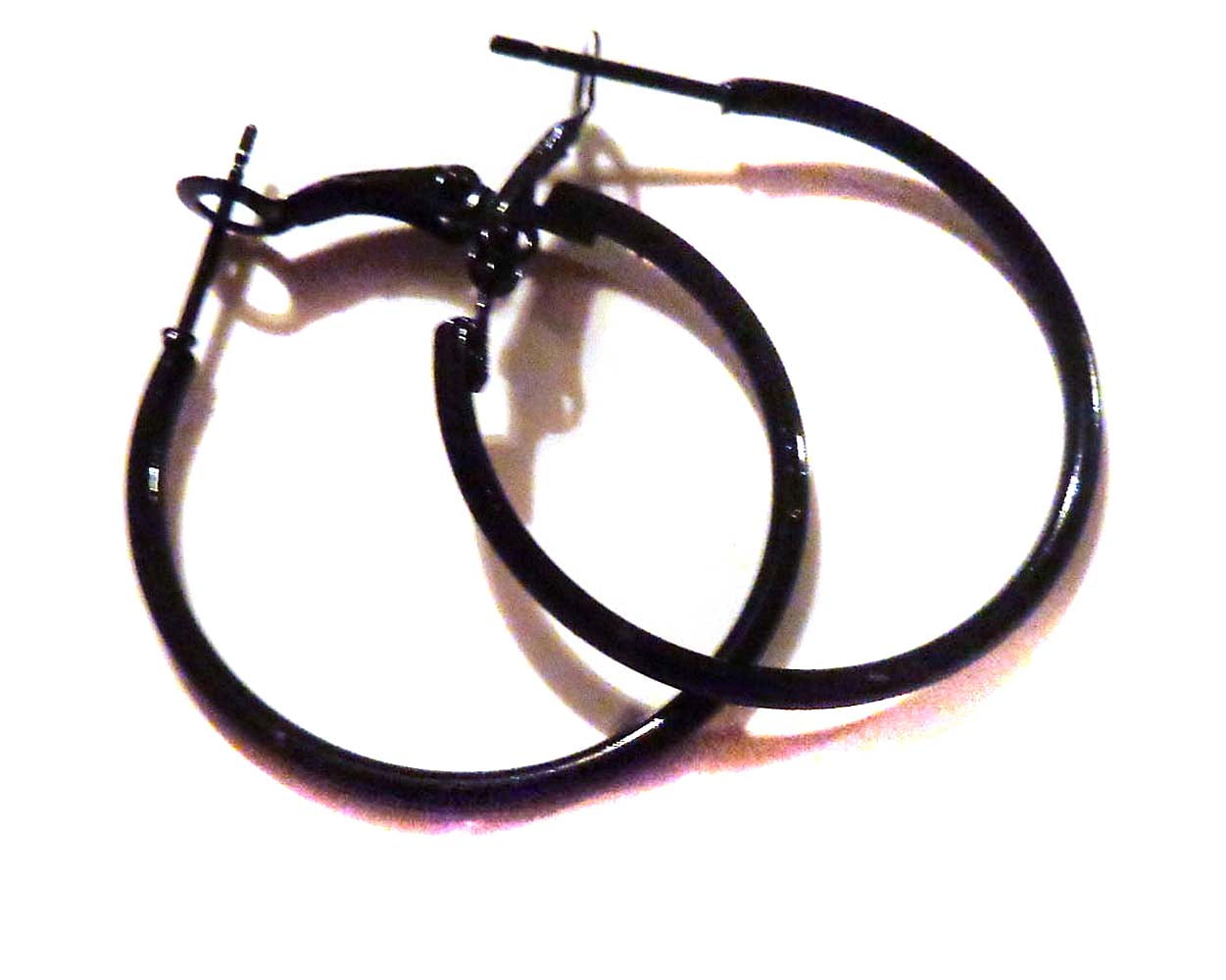 Black Hoop Earrings Classic Thin 1 inch Hoop Earrings - Walmart.com