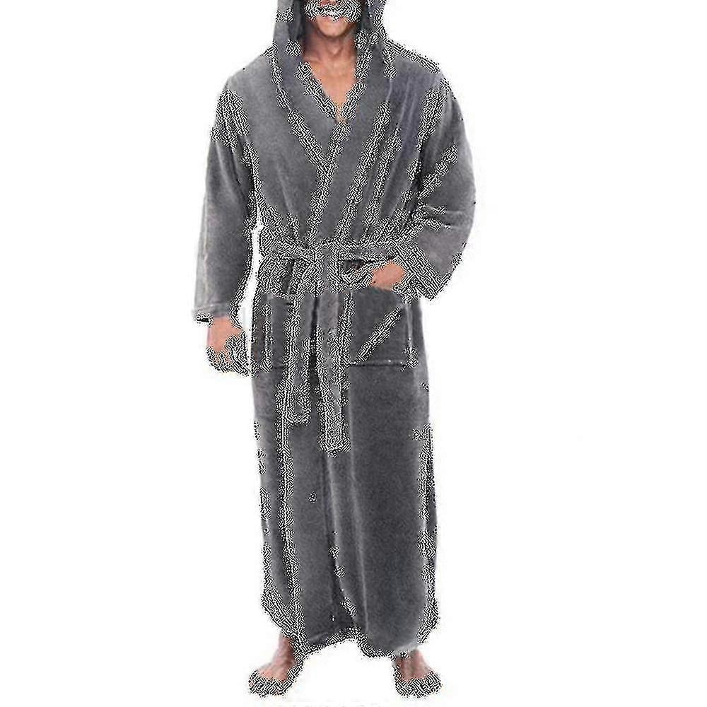 Click here for Vett (Grey-S)mens Fleece Hooded Long Soft Bathrobe... prices