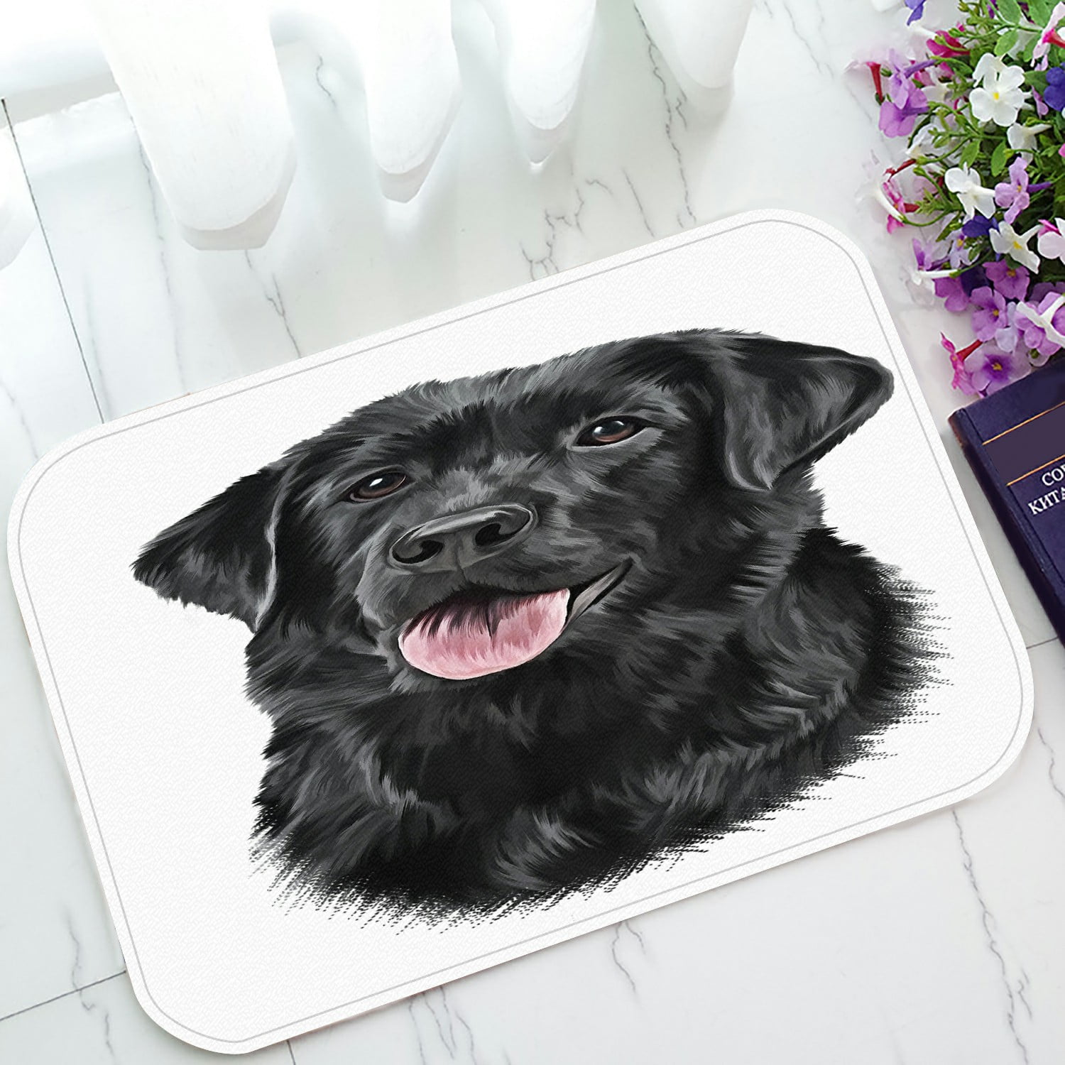 ABPHQTO Drawing Dog Breed Black Labrador Portrait Doormat Entrance Rug ...
