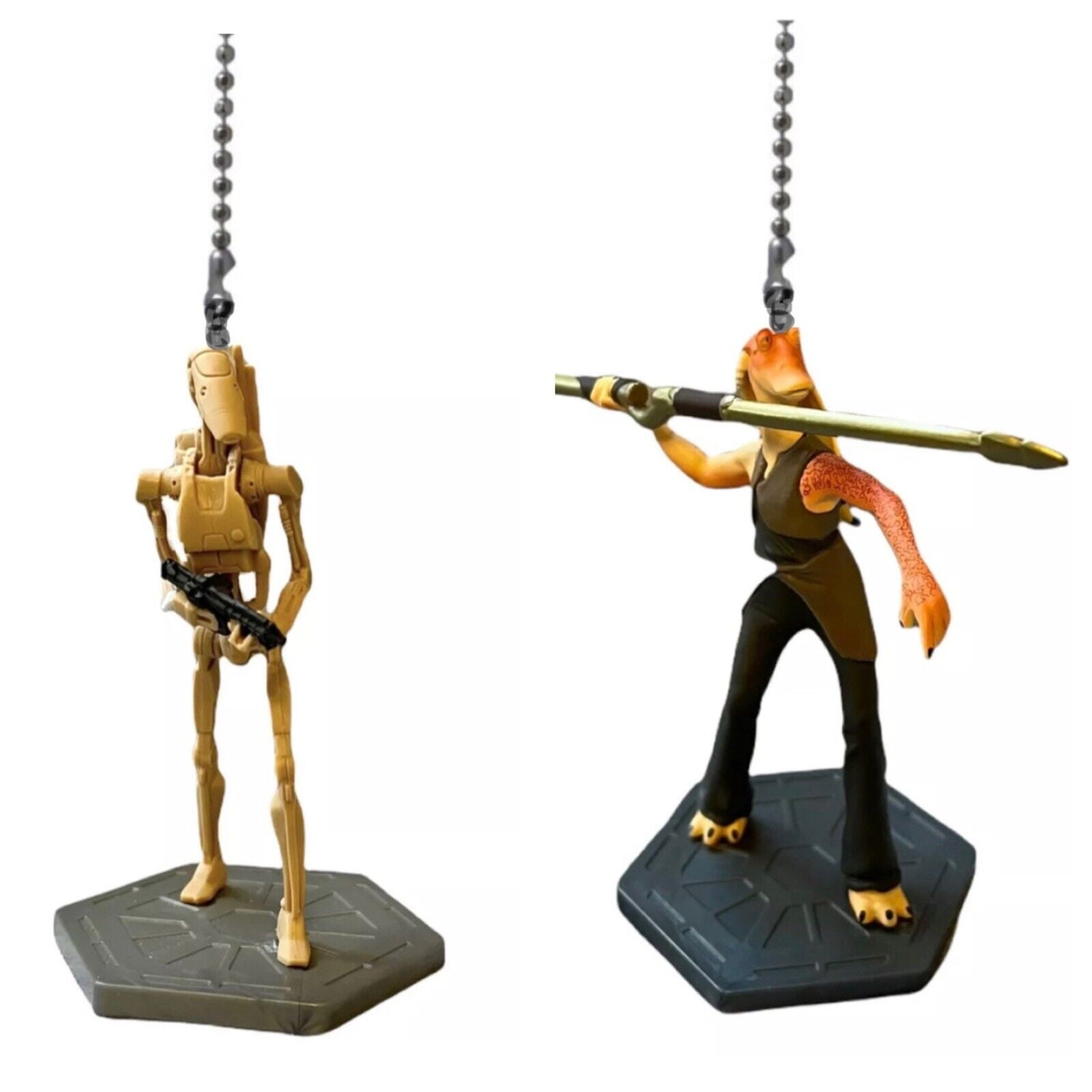 Star Wars Battle Droid & Jar Jar Binks Fan Lamp Pull Chain Figure Pvc ...