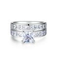 MABELLA 3.44 Carat TCW CZ Cubic Zirconia Princess Cut 925 Sterling Silver Wedding Rings Bridal ...