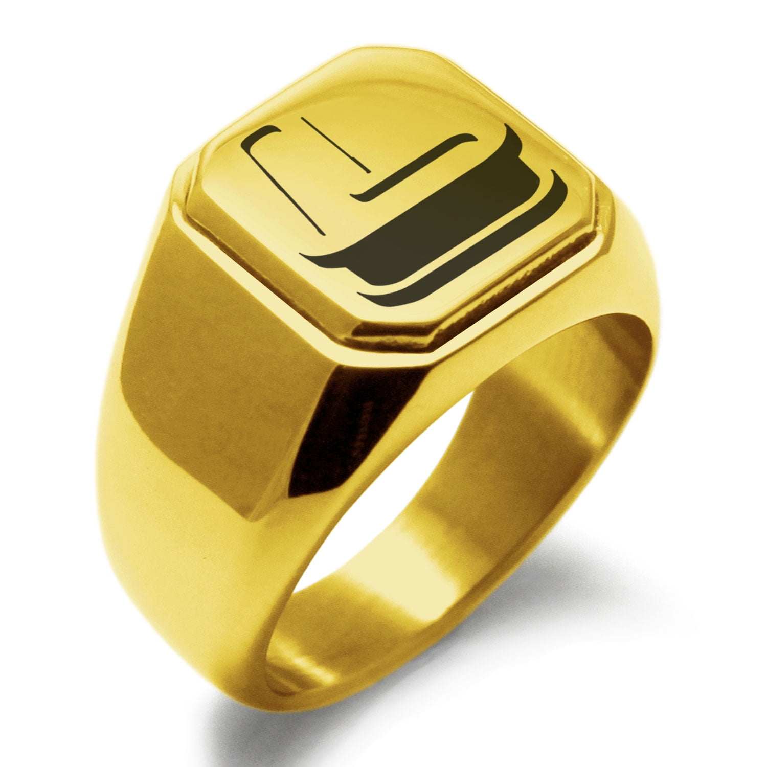 Stainless Steel Letter L Initial 3D Monogram Engraved Engraved Square ...