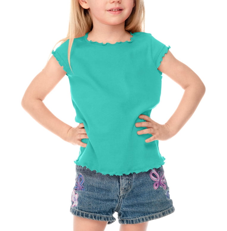 Kavio Girls 3-6X Lettuce Edge Scoop Neck Cap Sleeve Top - P1C0245 ...