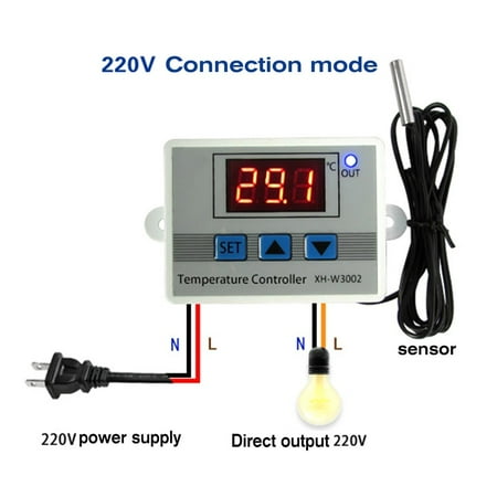 XH-W3002 W3002 AC 110V-220V DC24V DC12V Led Digital Thermoregulator Thermostat Temperature ...
