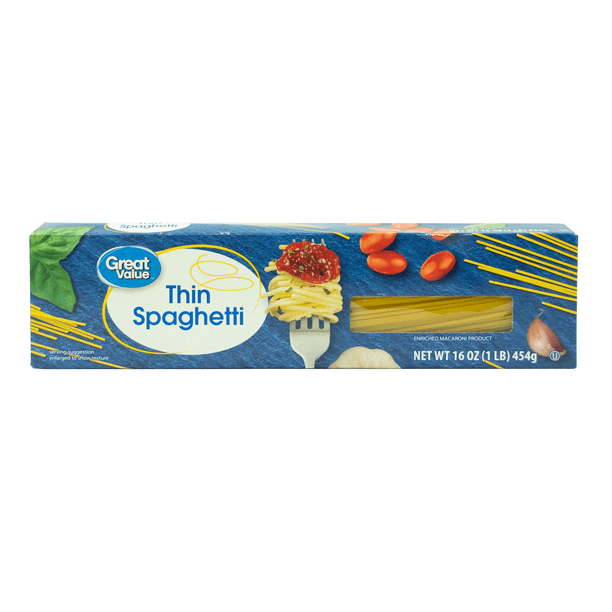 Great Value Thin Spaghetti, 1 lb - Walmart.com - Walmart.com
