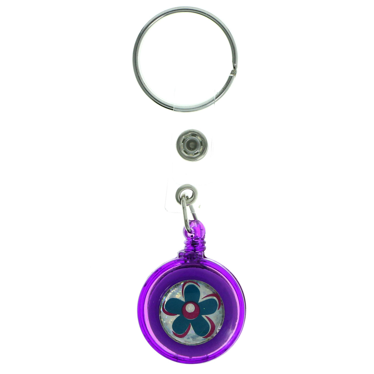 Retractable Clip Keychain with Flower Design on Front and Belt Clip on ...