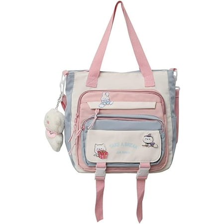 NETSENG Aesthetic Messenger Bag with Stuffed Pendant and Pins Kawaii ...