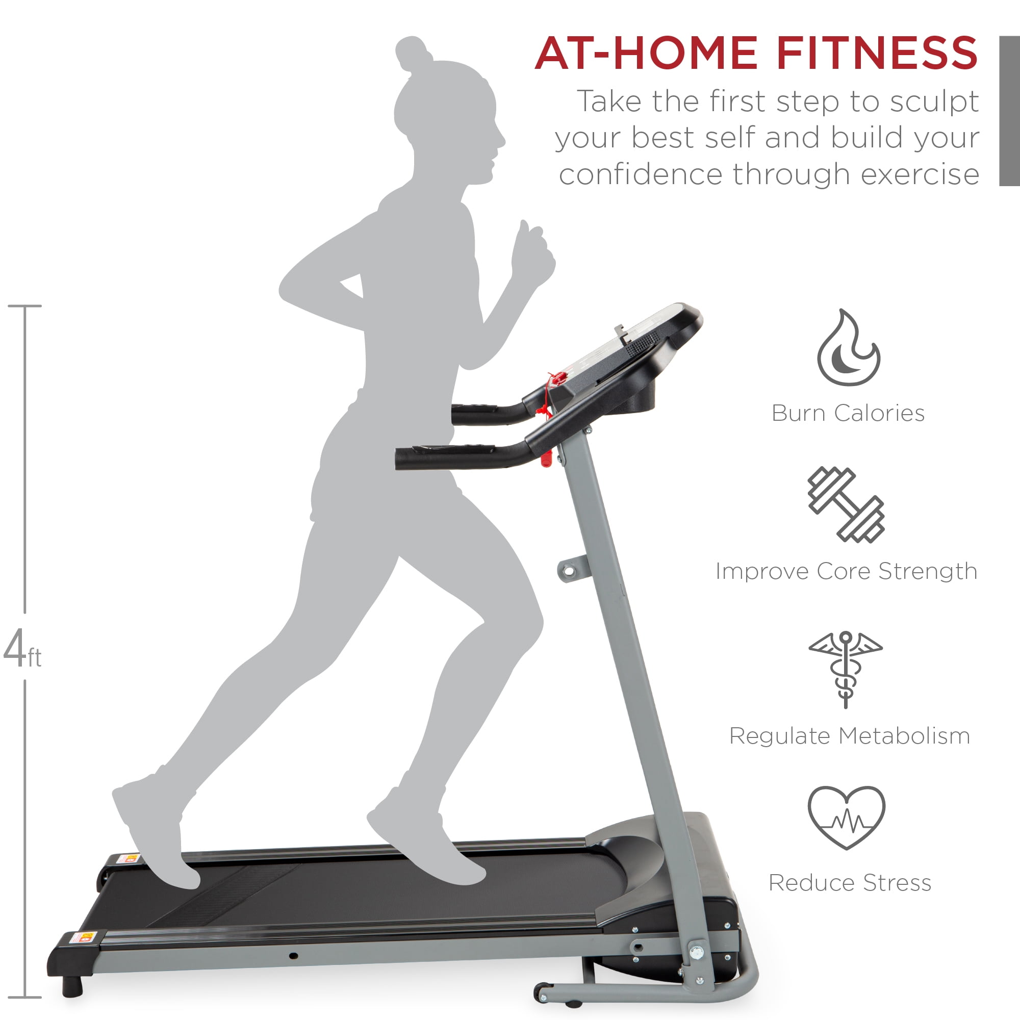 Best Choice Products 800W Folding Electric Treadmill, Motorized Fitness ...