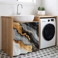 Black Golden Cabinet Curtains 35"W x 35"L,Dustproof Sink Skirt Curtain ...