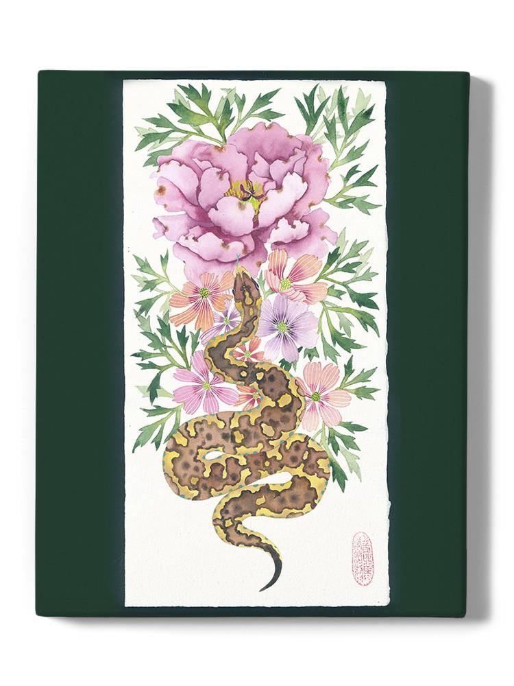 Artshine Snake And Peonies Wrapped Canvas -Gabby Malpas Designs, Wall ...