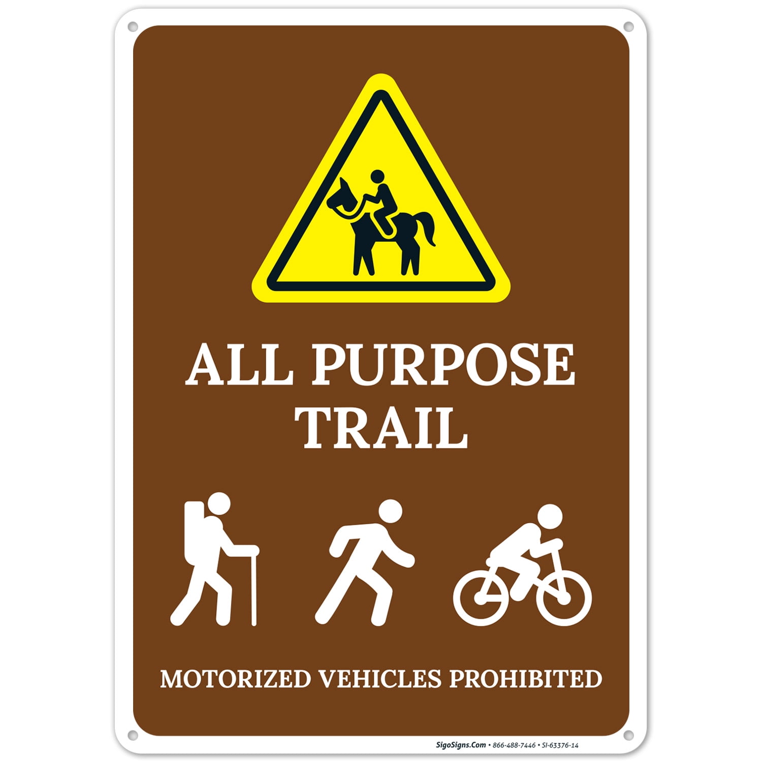 All Purpose Trail Motorized Vehicles Prohibited Sign, - Walmart.com