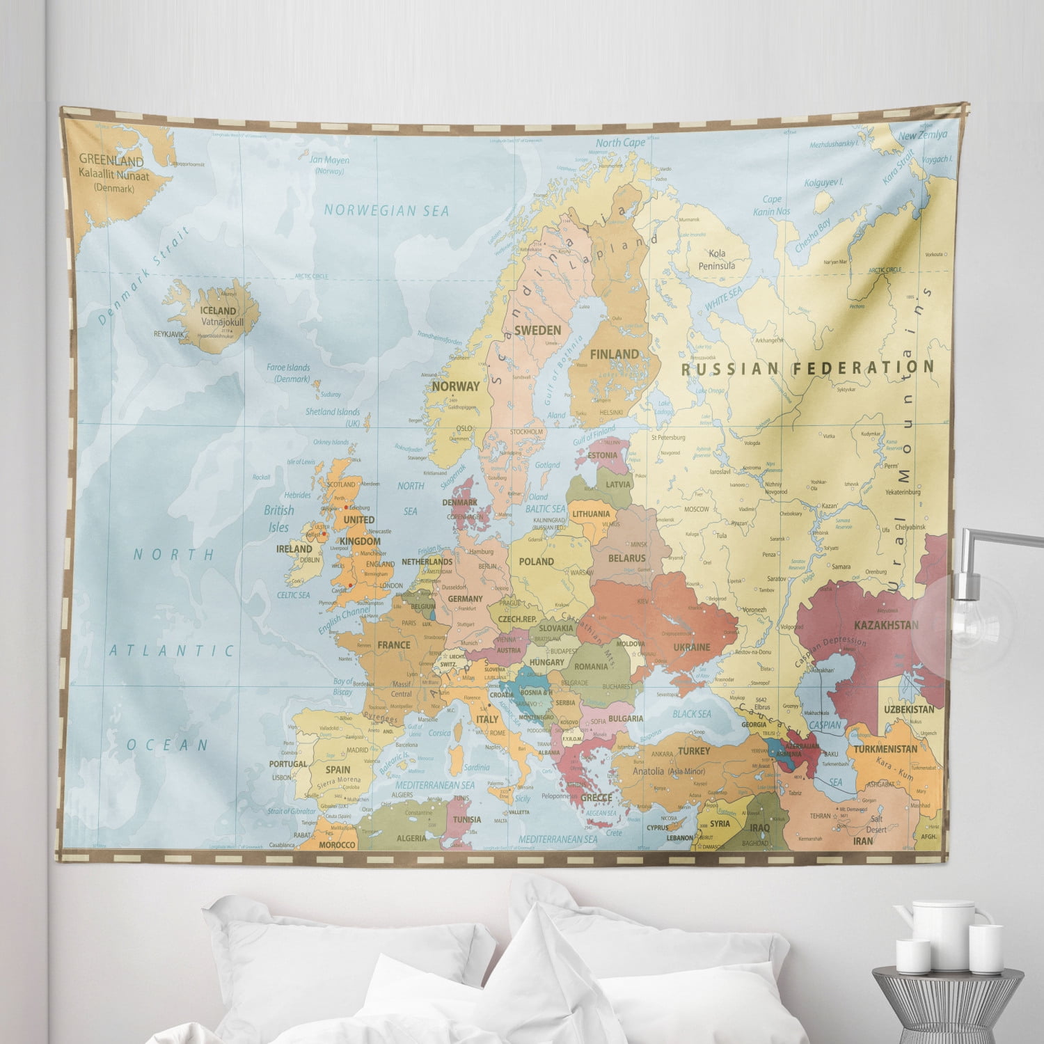Map Tapestry, High Detailed Map Illustration of Scandinavian Region ...