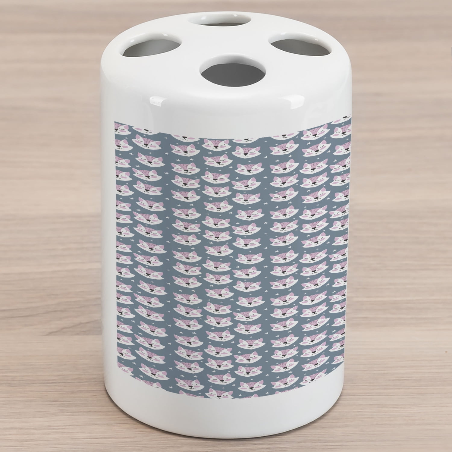 Fox Ceramic Toothbrush Holder, Sleeping Fox Faces with Sky Stars ...