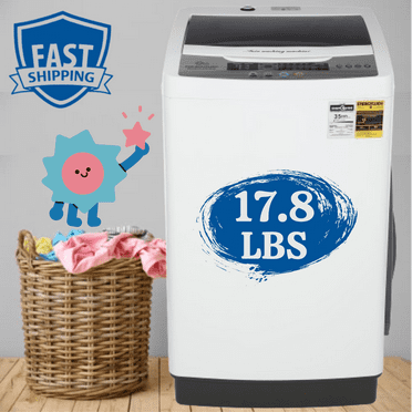 Top Load Washing Machine 17.7lbs Full Automatic Compact Washer with 10 ...