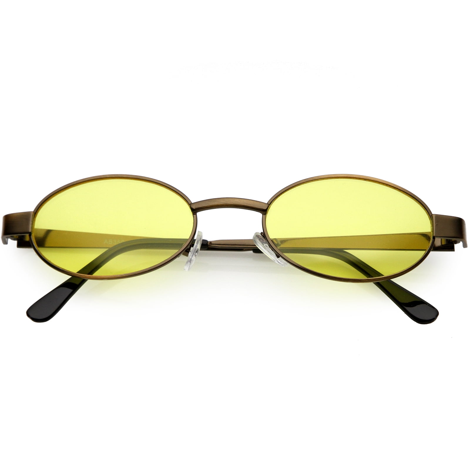Retro Small Oval Sunglasses Metal Arms Color Tinted Lens 48mm (Bronze ...