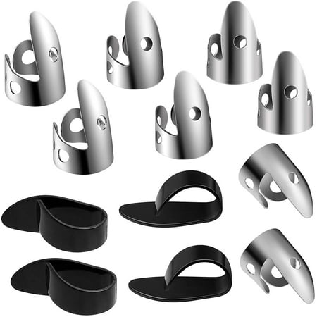 12 Pieces Steel Finger Picks Set Including 8 Stainless Steel Finger ...