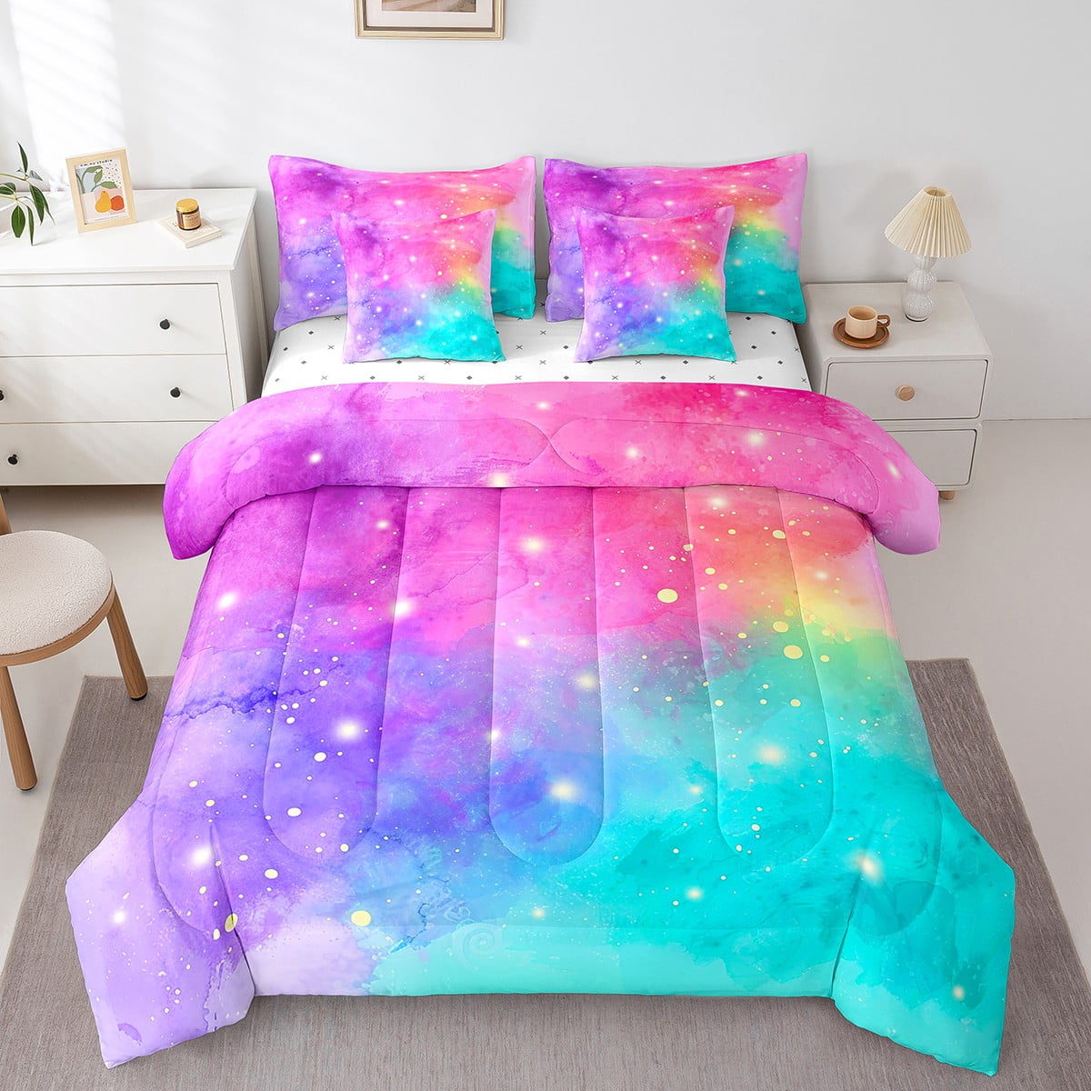 Click here for Yst Girls Rainbow Bed In A Bag 7-Piece Psychedelic... prices
