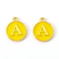 20pc Golden Plated Alloy Enamel Charms Enamelled Sequins Flat Round ...