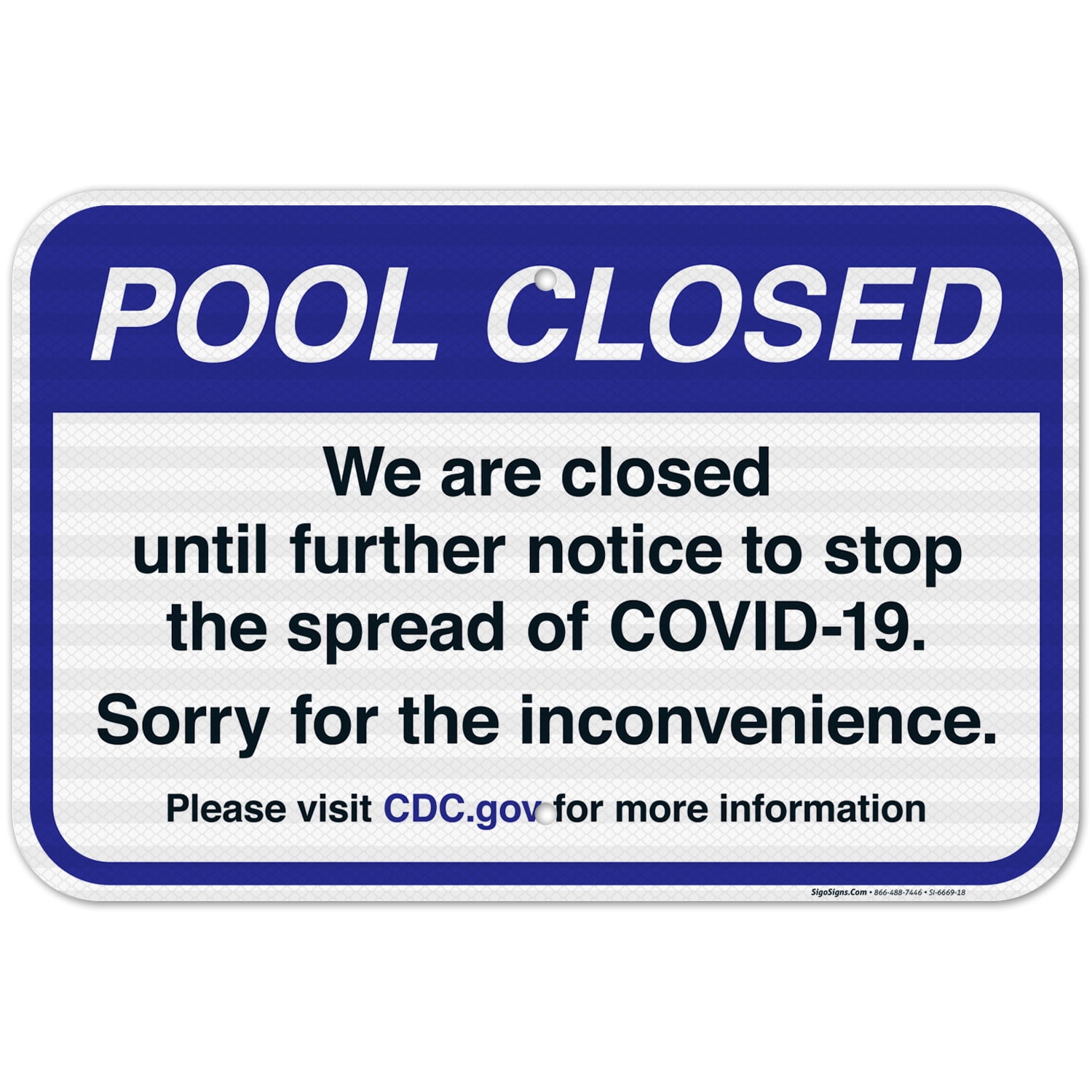 Pool Closed Sign, Pool Sign, (SI-6669) 12x12 Aluminum - Walmart.com