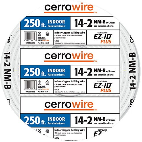 Cerro Wire 147-1462-G 250-Foot 2-Conductor 14-AWG NMB Romex Wire ...