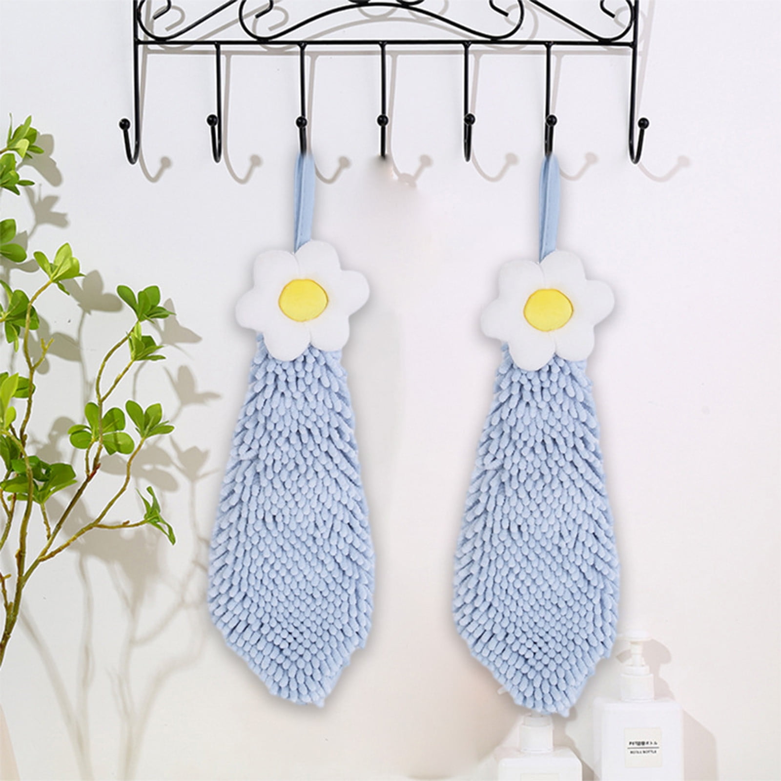Yhmxh Eco-Friendly Cleaning Flowers Chenille Hand Towel Cute Hanging ...