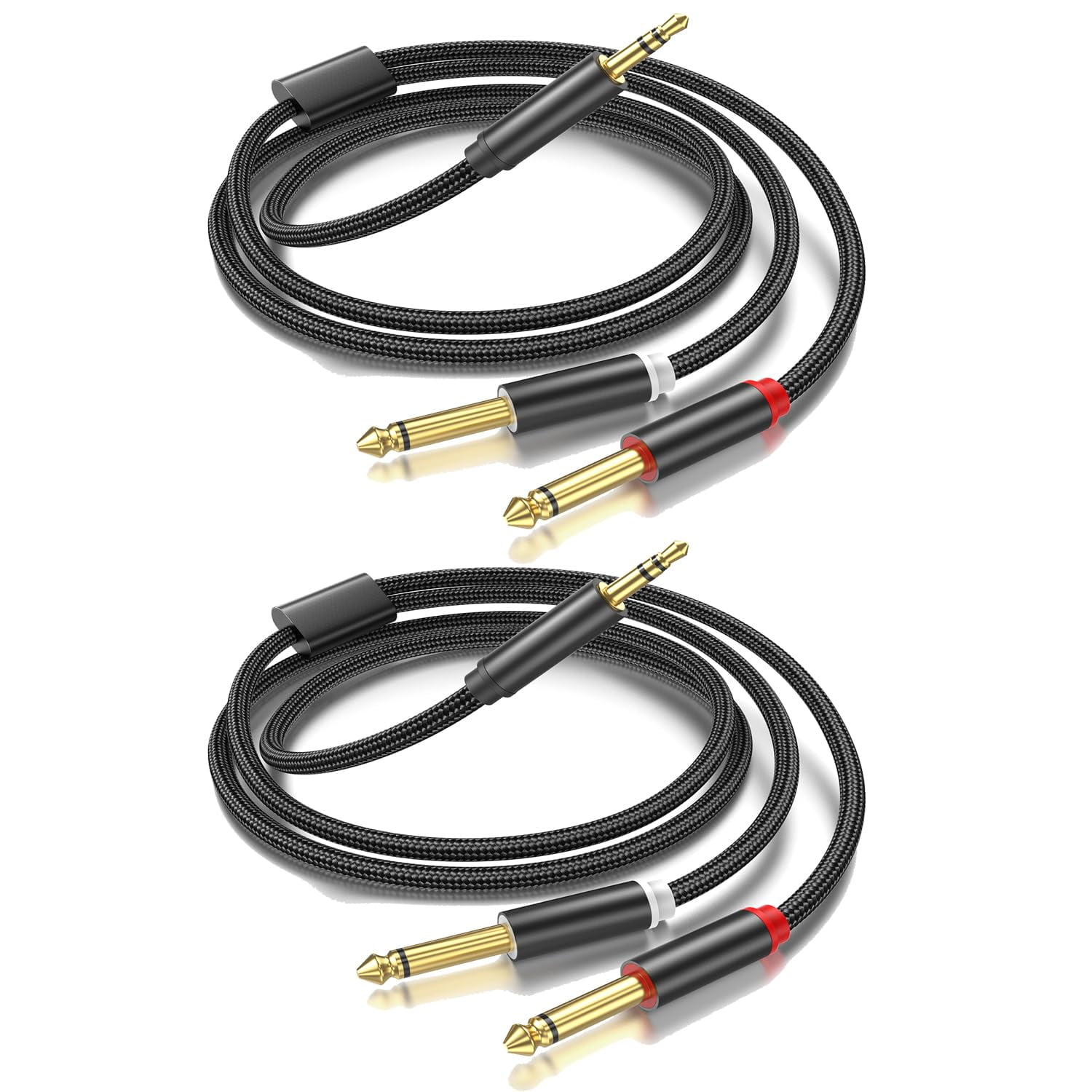 Cable TRS de 3,5 mm a doble cable de conexión mono 1/4 TS de 6,35 mm ...