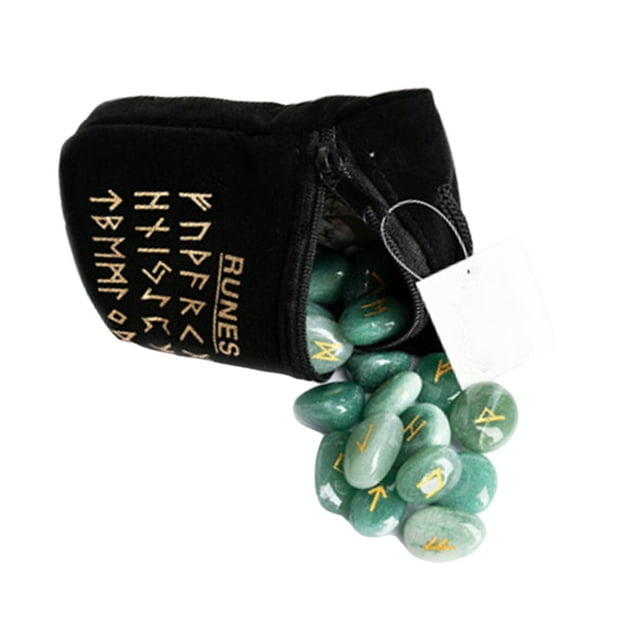 25 Pieces Natural Rune Engraved Symbol Decor Green - Walmart.com