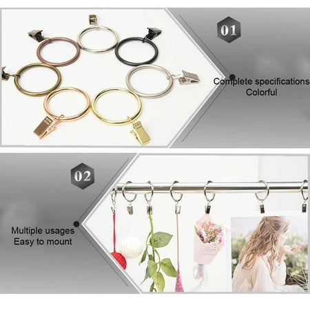 wolftale 14 Pieces Window Curtain Rings Hanging Iron Rod Blind Hooks ...